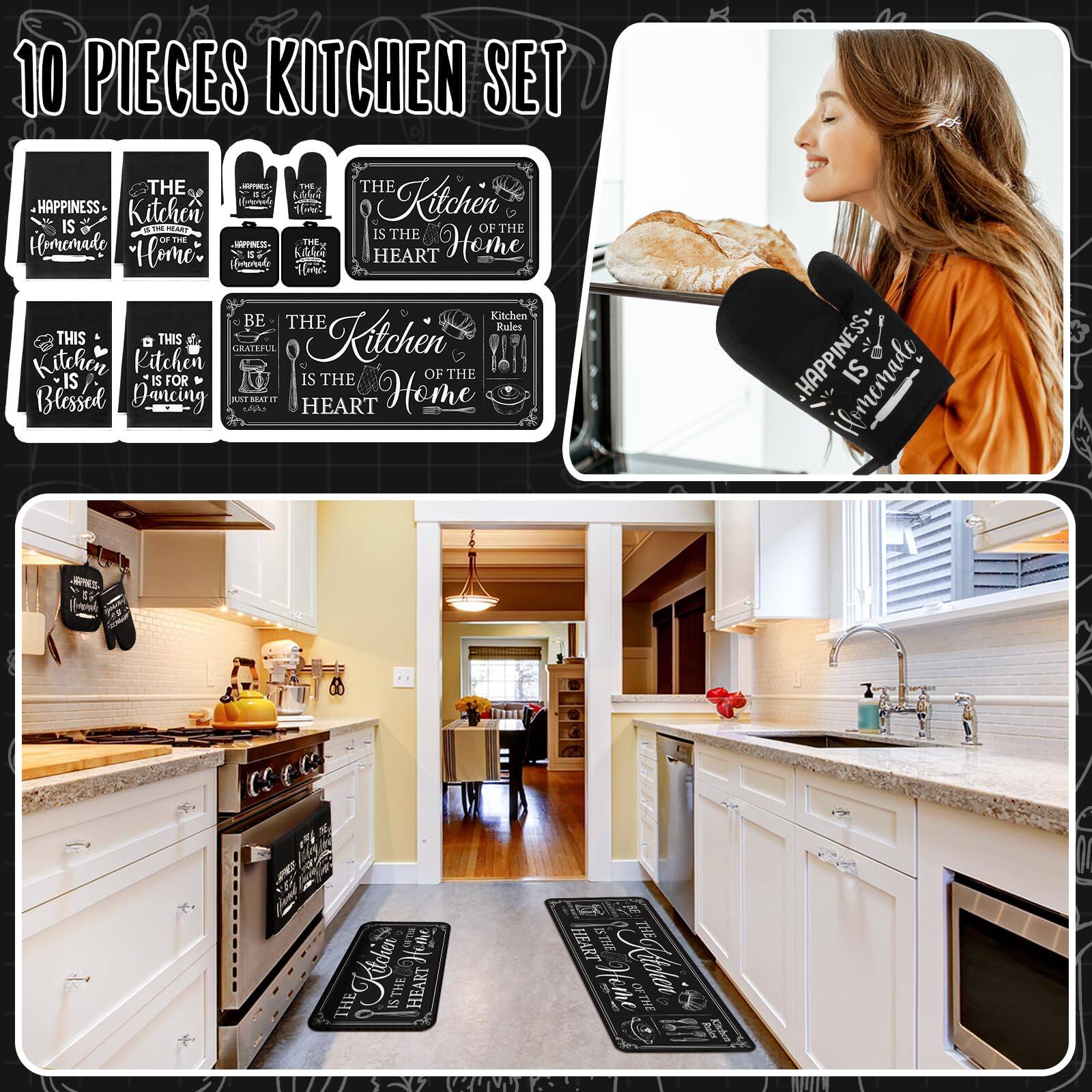 Stylel Star 10 Farmhouse Kitchen Home Decor Set 4 Dish Towels 2 Pot ...