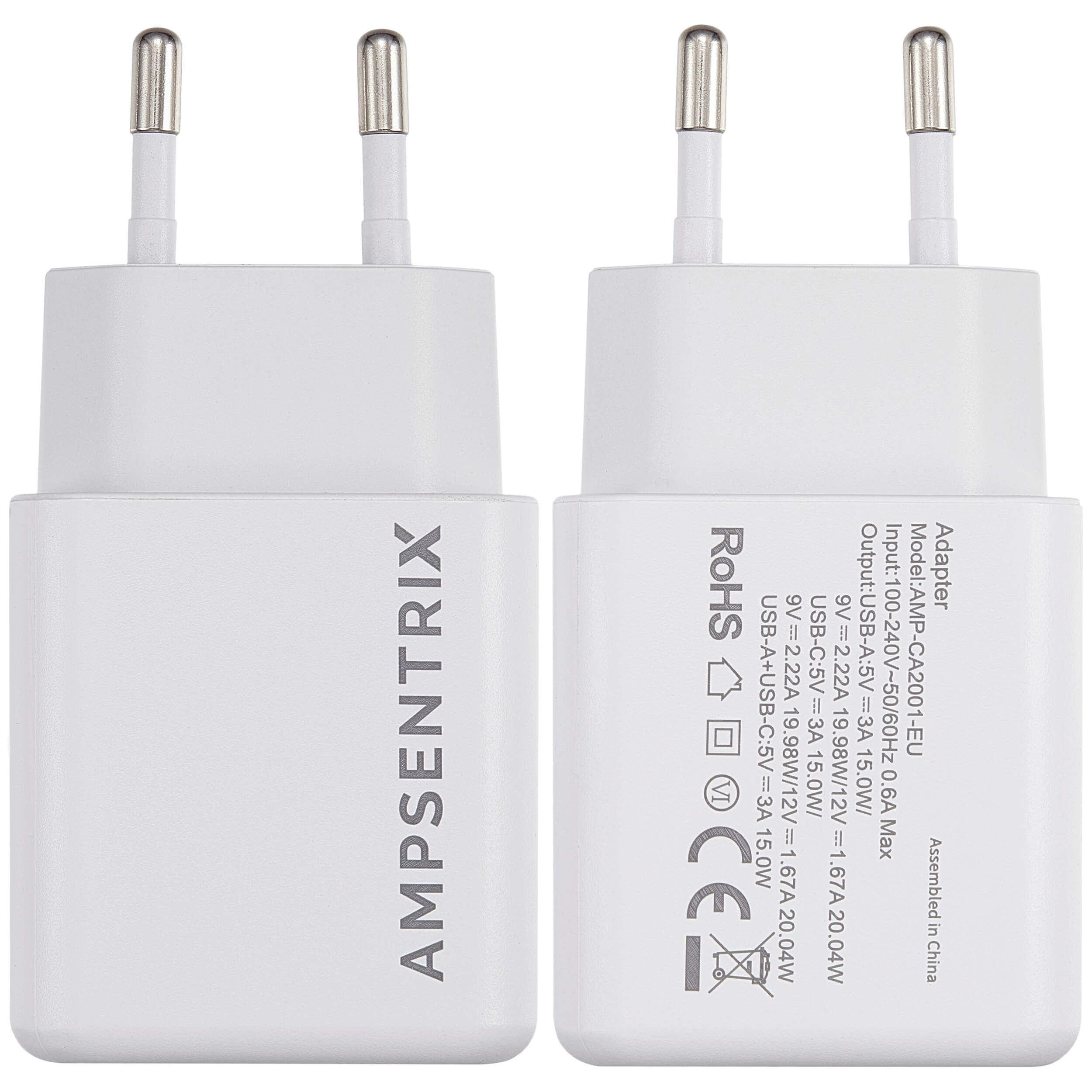 Ampsentrix 2 Plug 20W USB Type C And USB Type A Wall Power Adapter ...