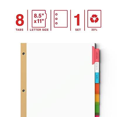 Staples Large Tab Insertable Paper Dividers, 8 Tabs Assorted Colors ...