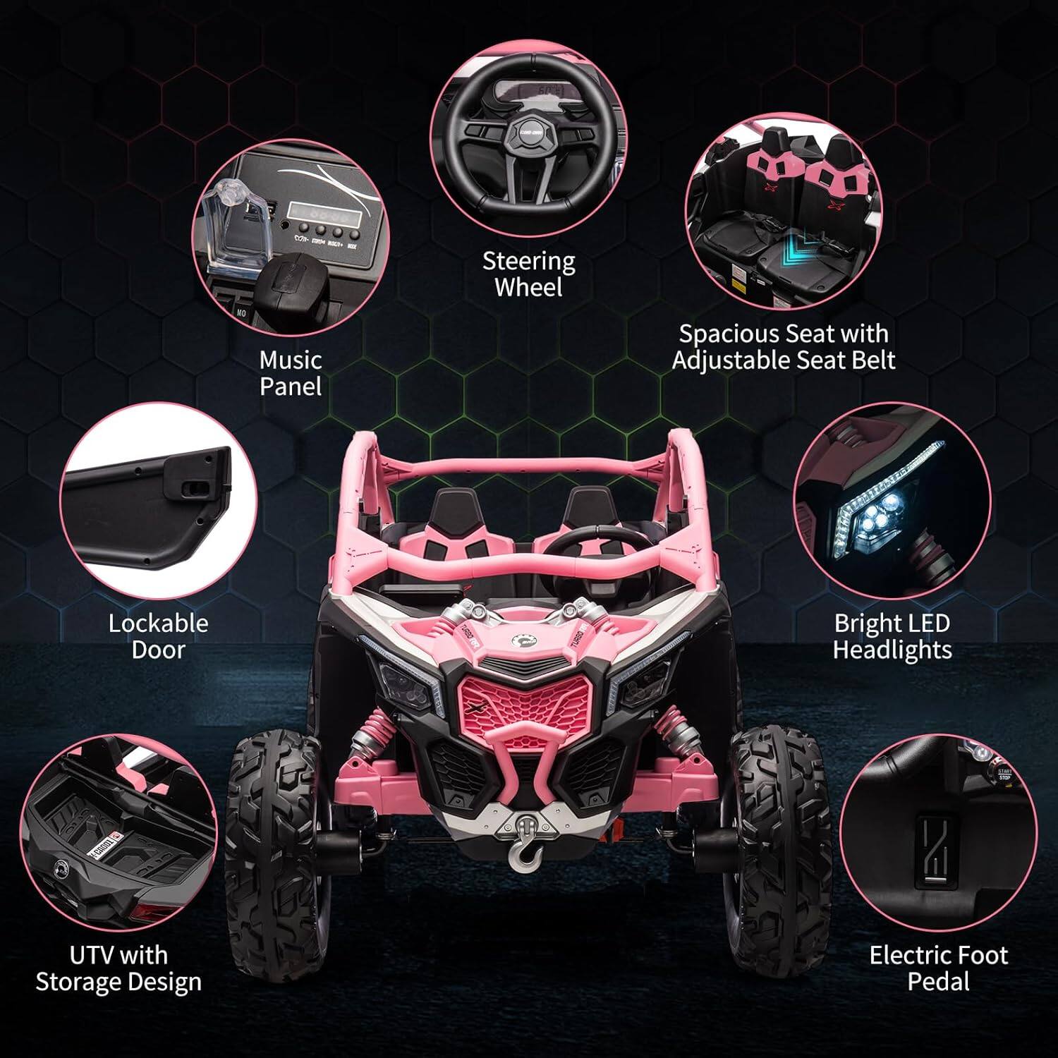 GARVEE 24V Licensed Can Am 2 Seater Ride On UTV for Kids, Electric Off ...