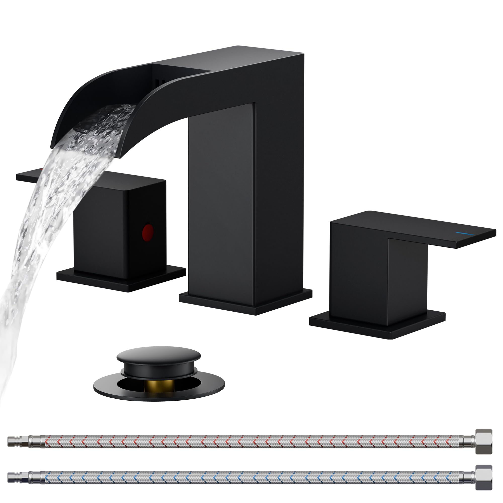 Paradigms Interiors Square Bathroom Faucets 3 Hole Widespread Waterfall ...