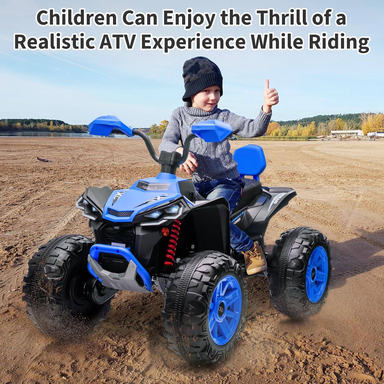 Qeetex 24V 2 Seater Electric ATV, Electric Car for Kids, Dirt Quad Car ...