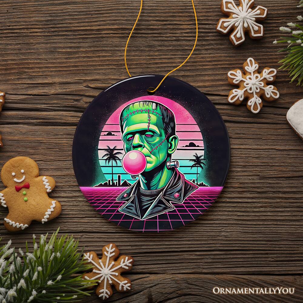 OrnamentallyYou Vaperwave Frankenstein Retro Neon Horror Ornament ...