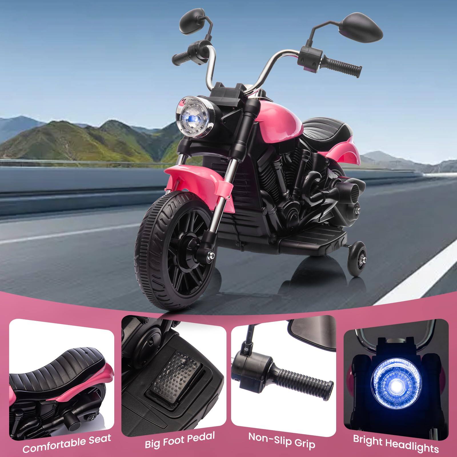 GARVEE Ride on Motorcycle, 12V Toddler Motorcycle with LED Light, Music ...