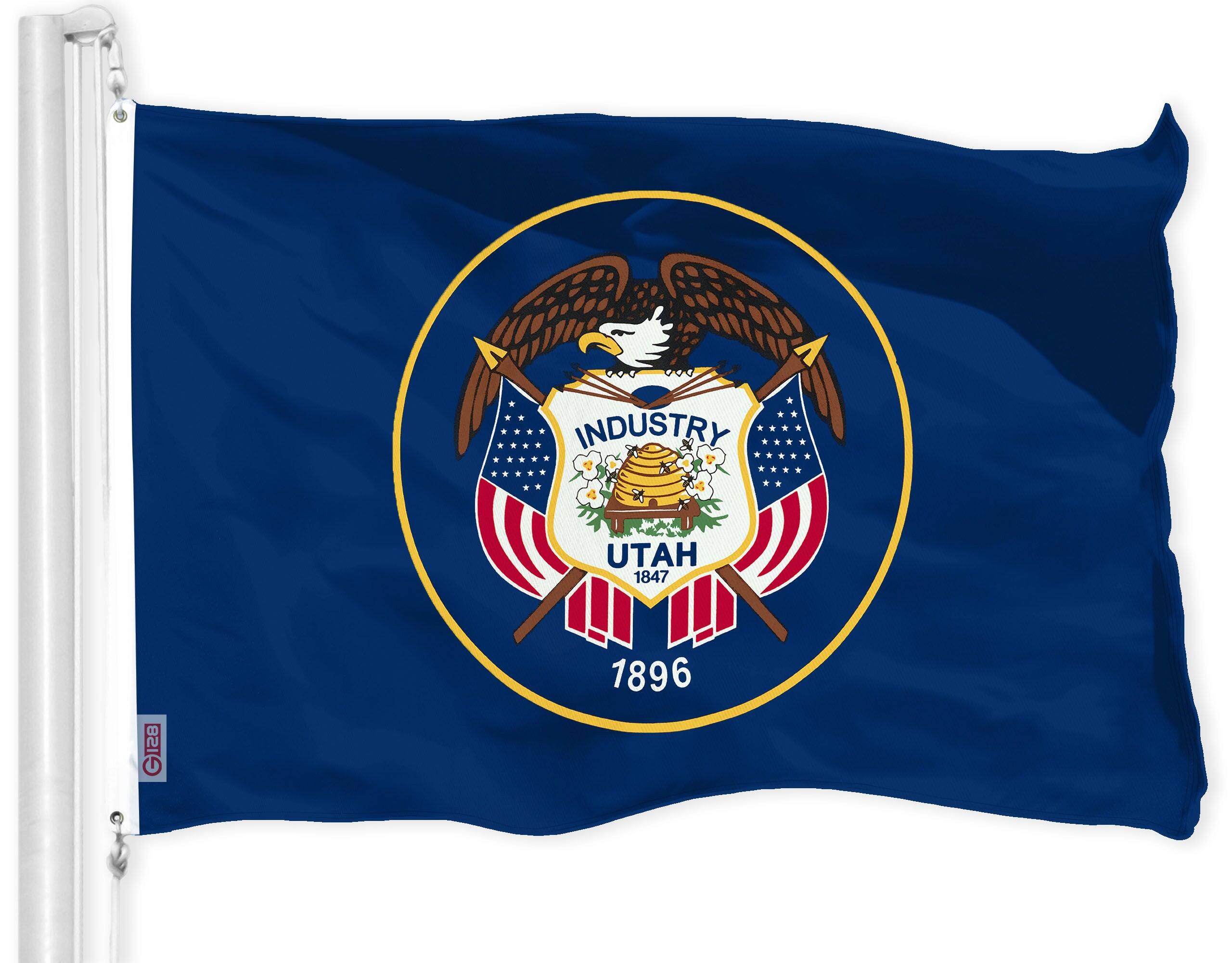 G128 Utah State Flag 3x5 ft, 150D Polyester, Brass Grommets, Indoor ...