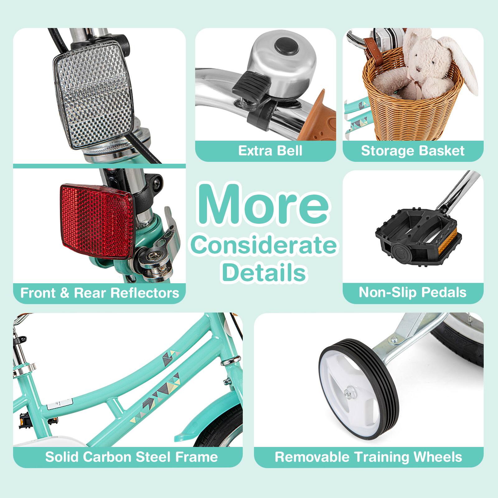 Gymax 16'' Kids Bike w/ Height Adjustable Handlebar Seat Basket Bell ...