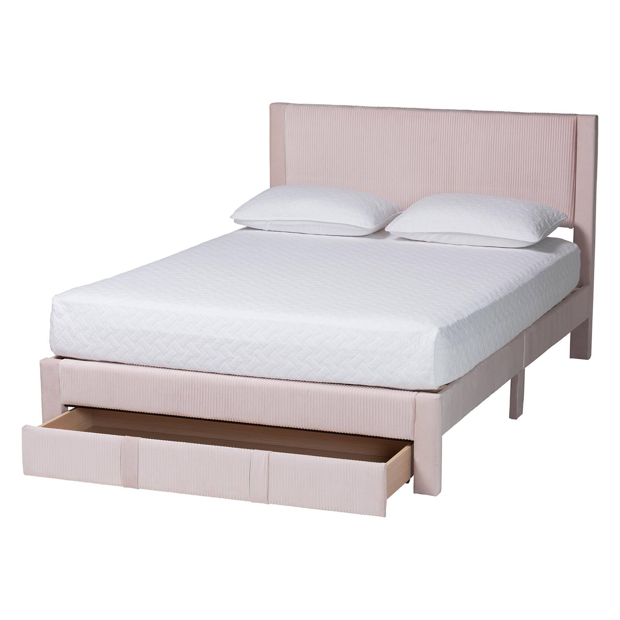 Baxton Studio Elora Modern Pleated Velvet Queen Size Storage Bed Light Pink 13812 - Best Buy