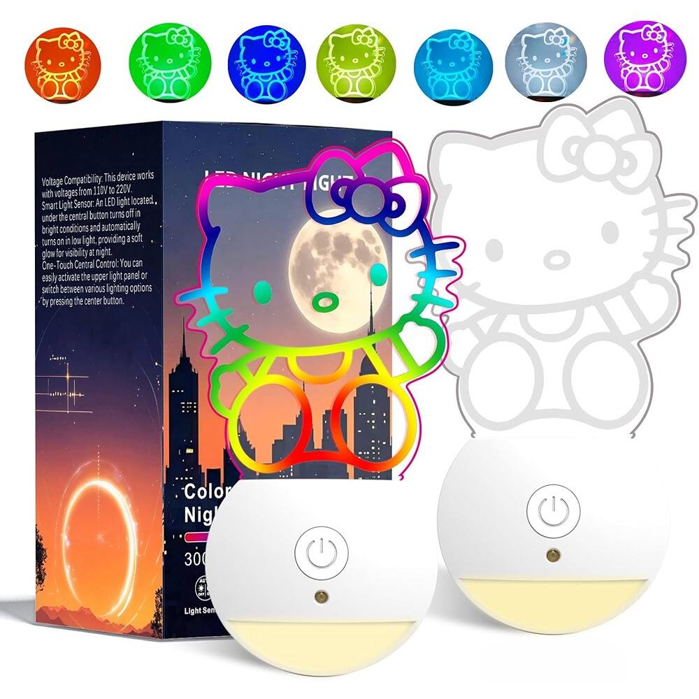 Schertz Kitty 3D LED Night Light – 7 Color Touch Lamp, 2 Piece Set ...