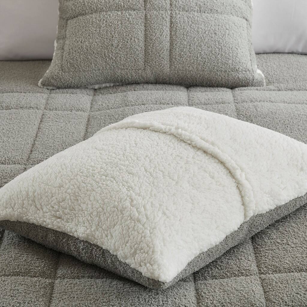 Gracie Mills 2 PC Monaco Sherpa Reverse Comforter Set Gray 9248-01PM ...