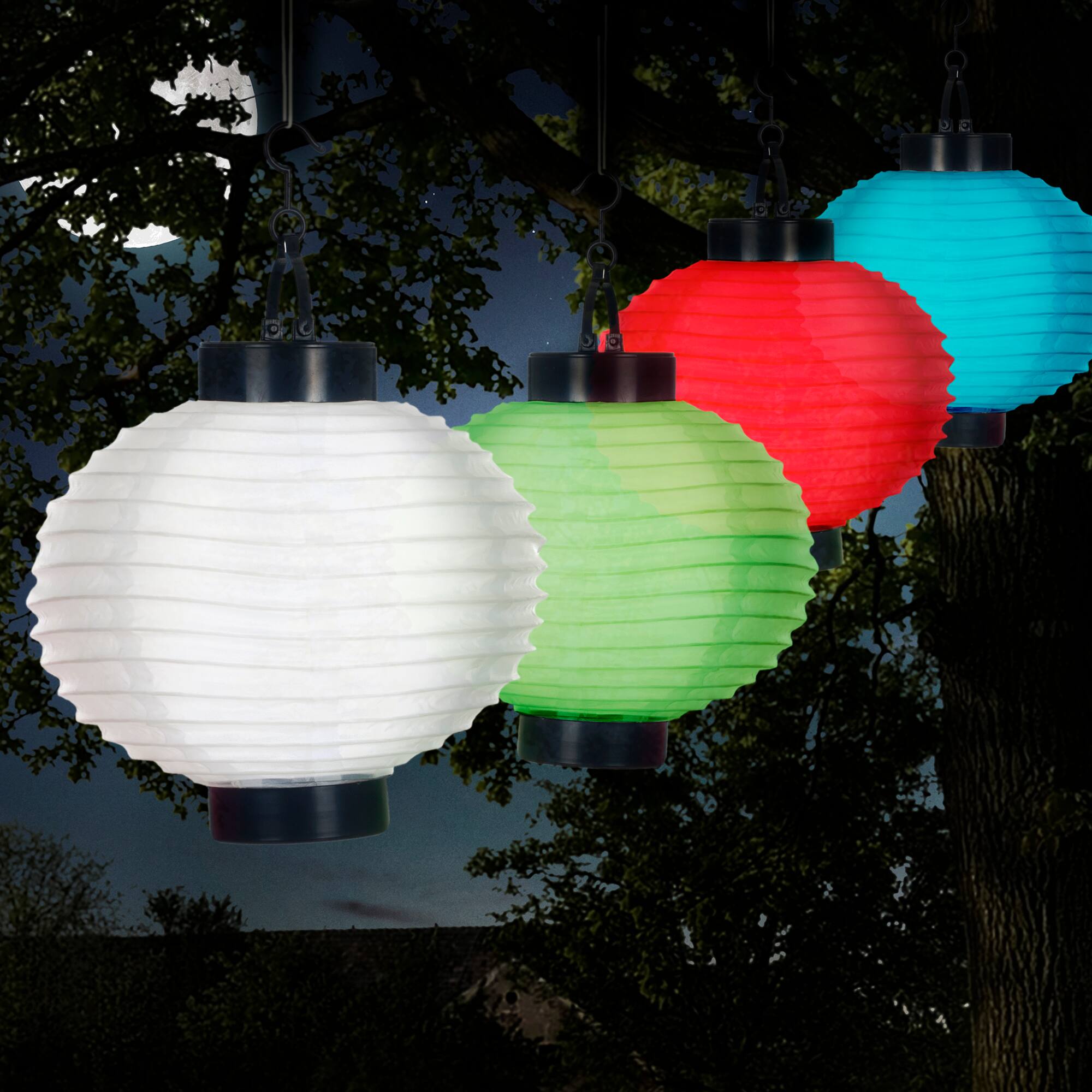 Best Buy: Nature Spring Solar LED Hanging Lantern Lights (Set of 4 ...