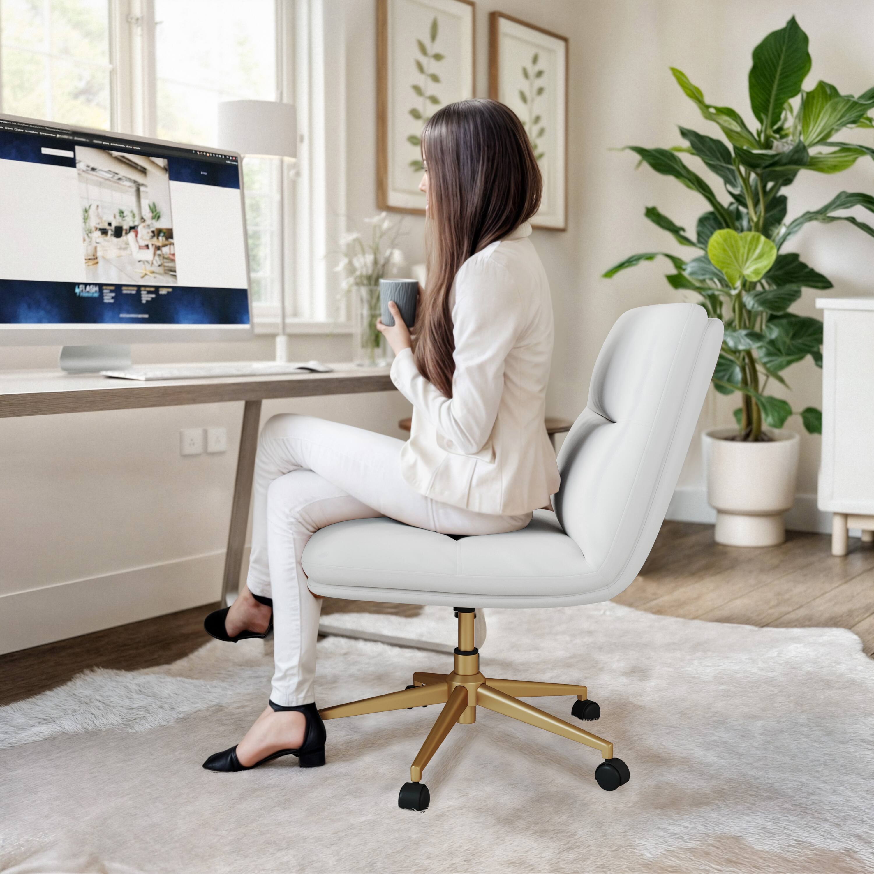 Emma + Oliver Mid Back Swivel Office Chair with Padded Upholstery ...