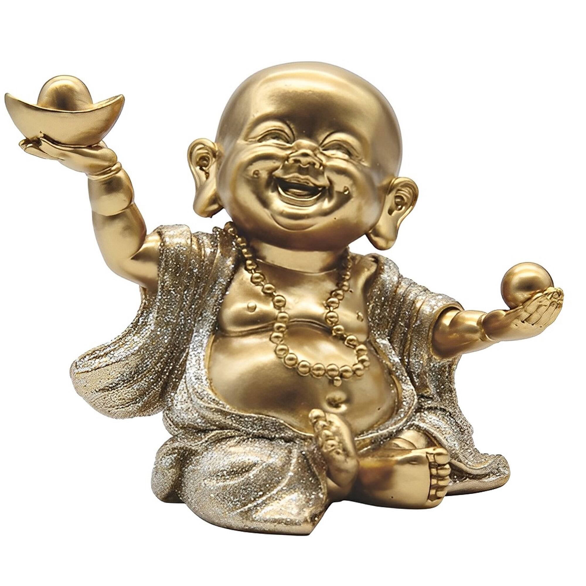 FC Design 4.5"H Maitreya Buddha Holding Ingot Figurine Statue Office Desk Tabletop Home Decor ...