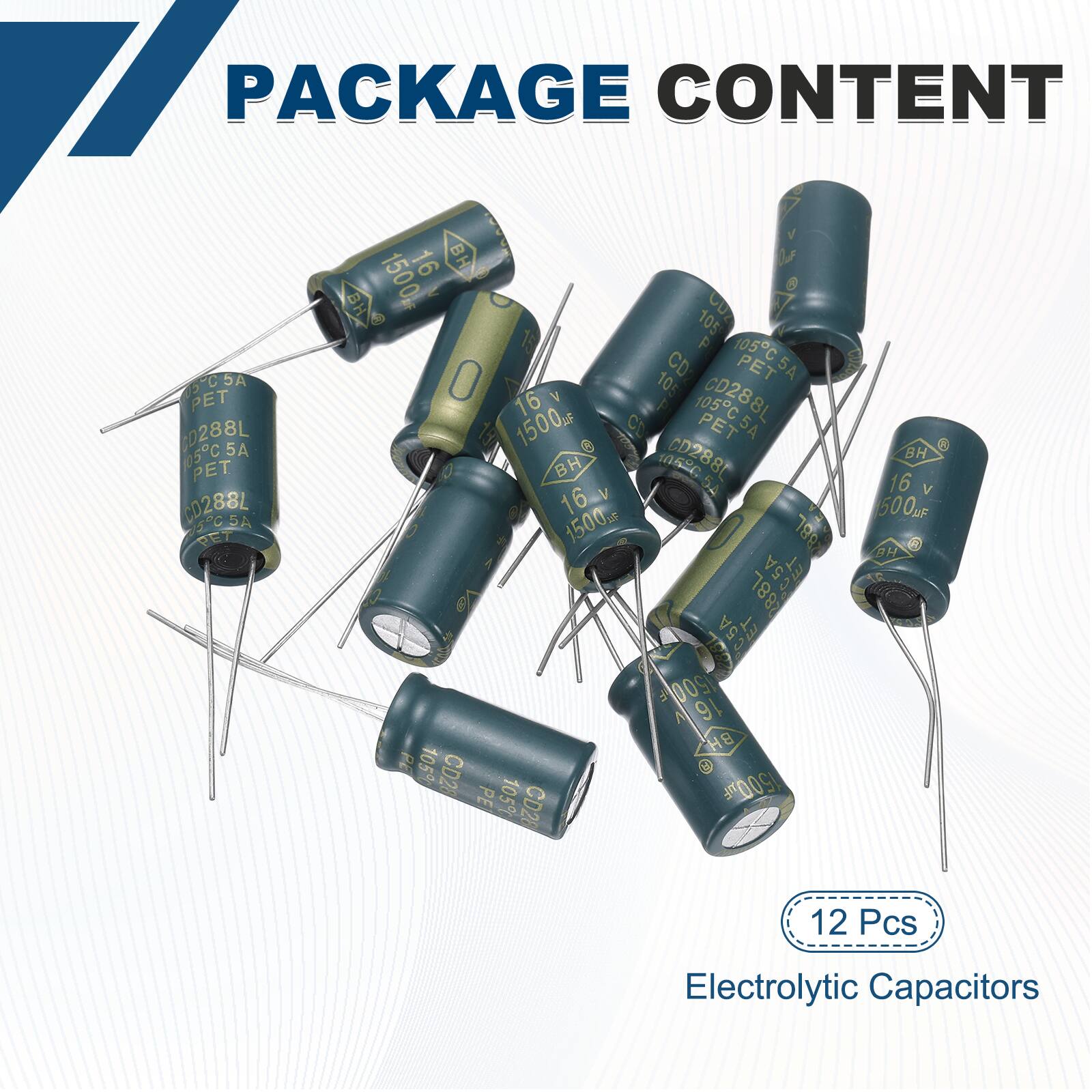 Unique Bargains 1500uF 16V 10x20mm Electrolytic Capacitor, 105C High ...