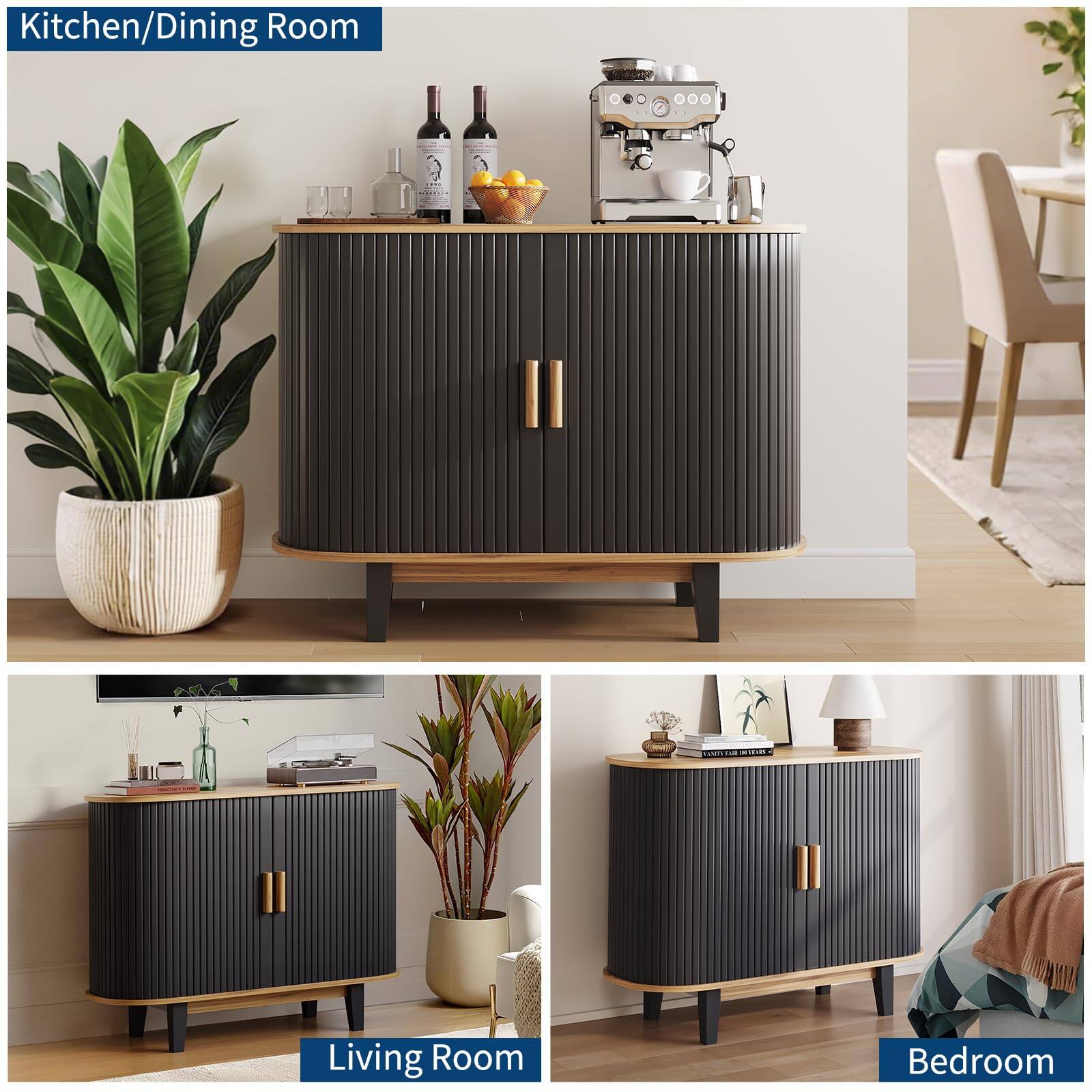 Acekool 40'' Fluted Sideboard Buffer Cabinet,Storage Cabinet with ...