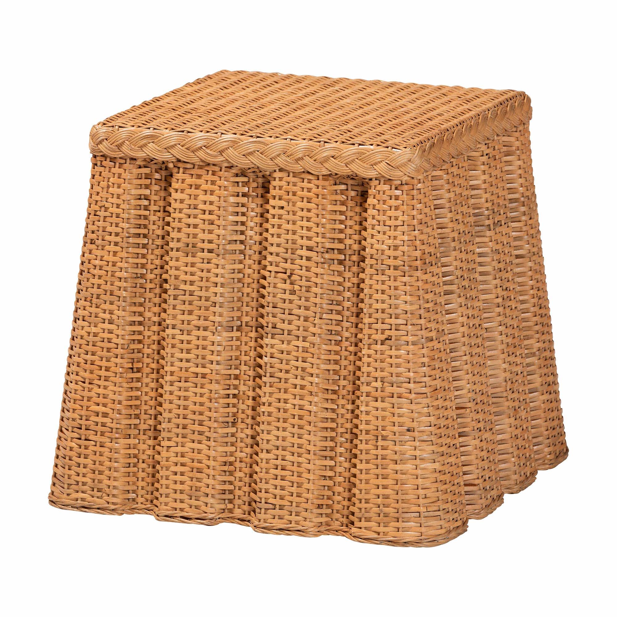 bali & pari Andrea Natural Rattan End Table Handwoven Wicker Accent ...
