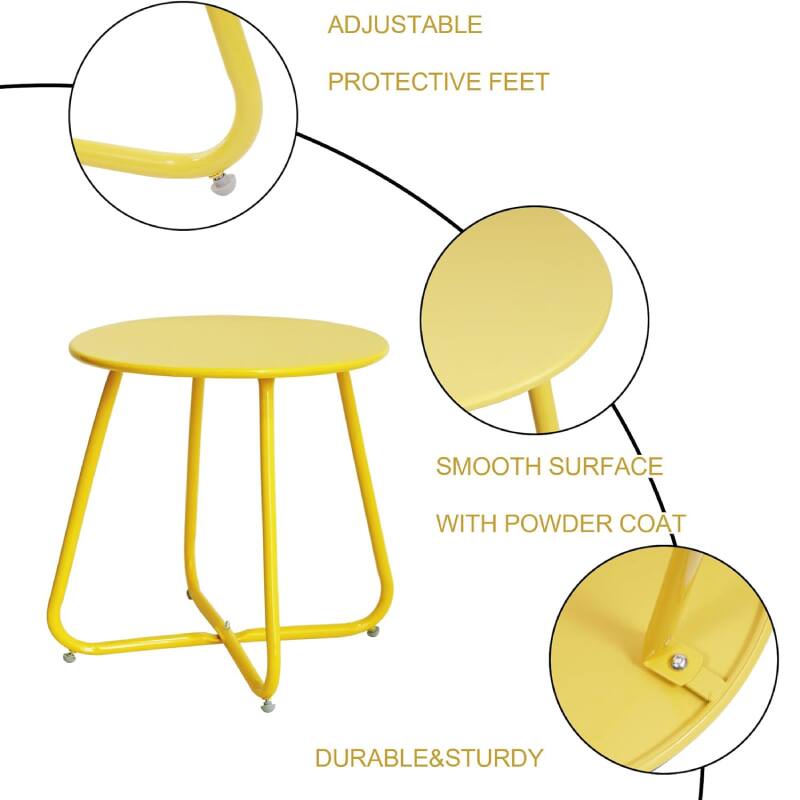 Lent Glitter Wood ROUND ALLOY STEEL OUTDOOR ACCENT TABLE Yellow LGW ...