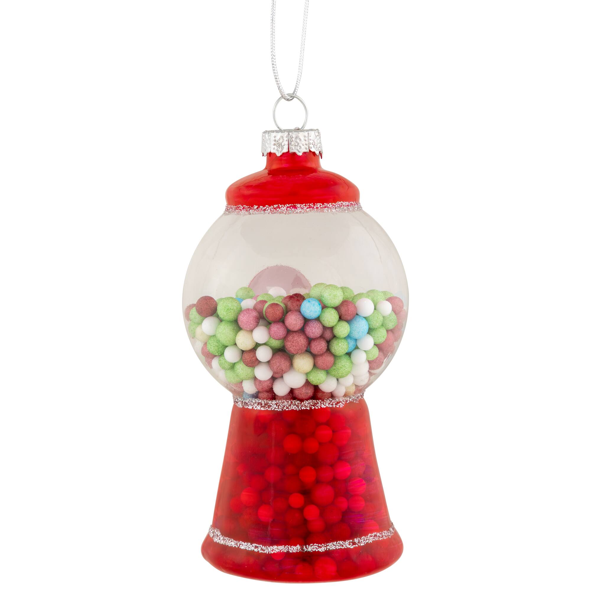 Northlight 4" Retro Gumball Machine Glass Christmas Ornament Red ...