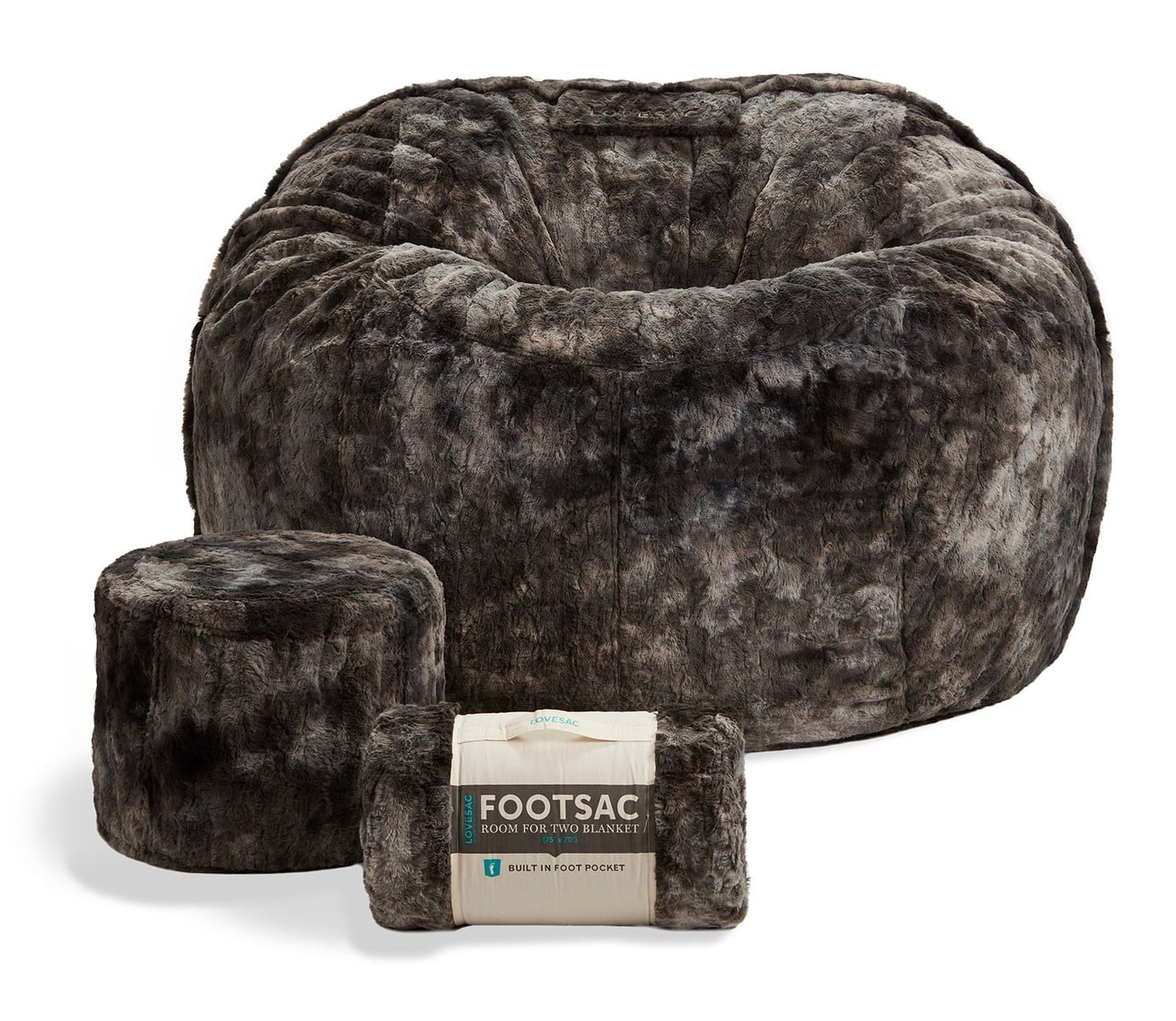 Best Buy: Lovesac Nightfall Ice Dyed Phur Supersac Bundle Nickel Woven ...