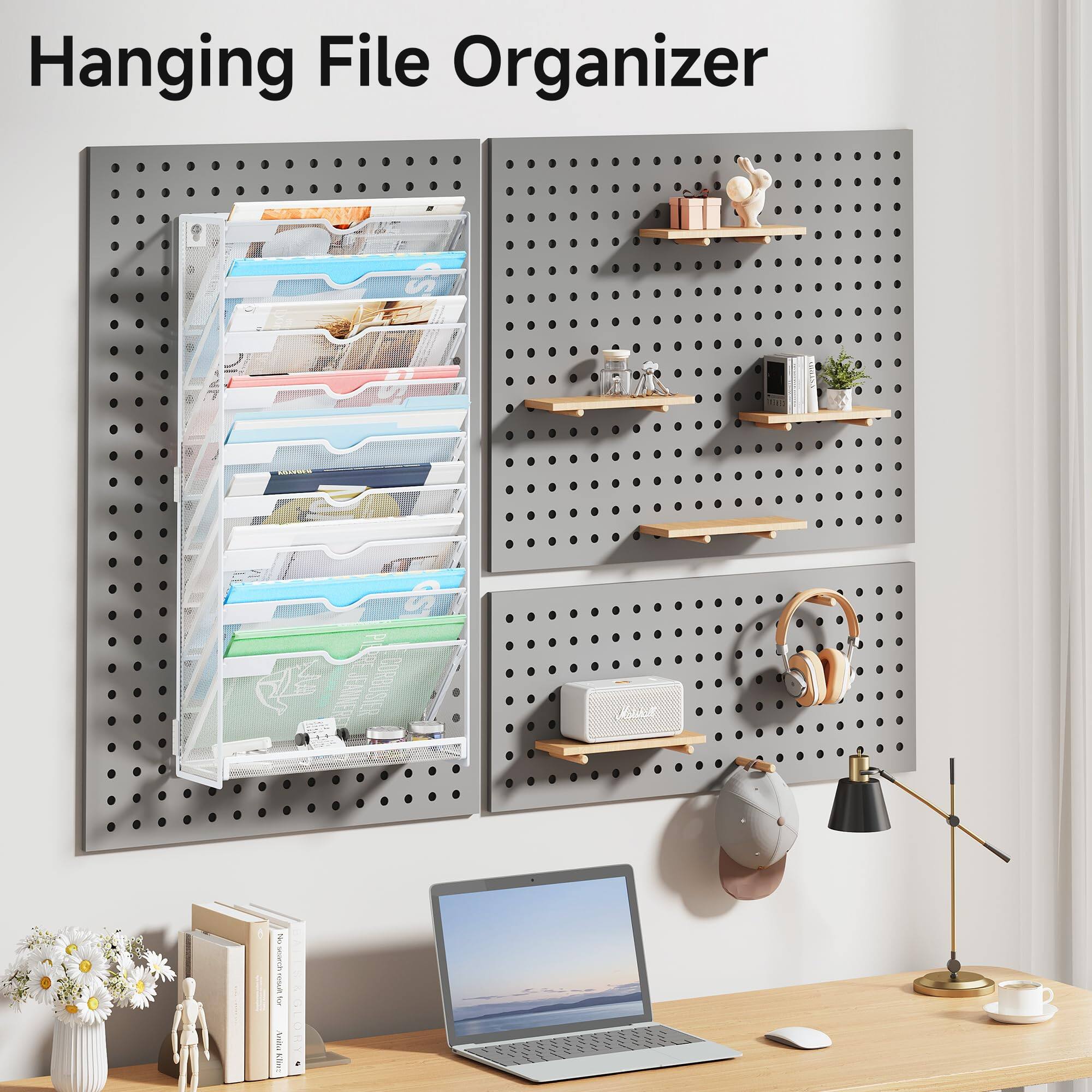 Dapper Styles 10 tier Hanging File Organizer Wall Mount Holder For Mails Folders Papers Magazine ...