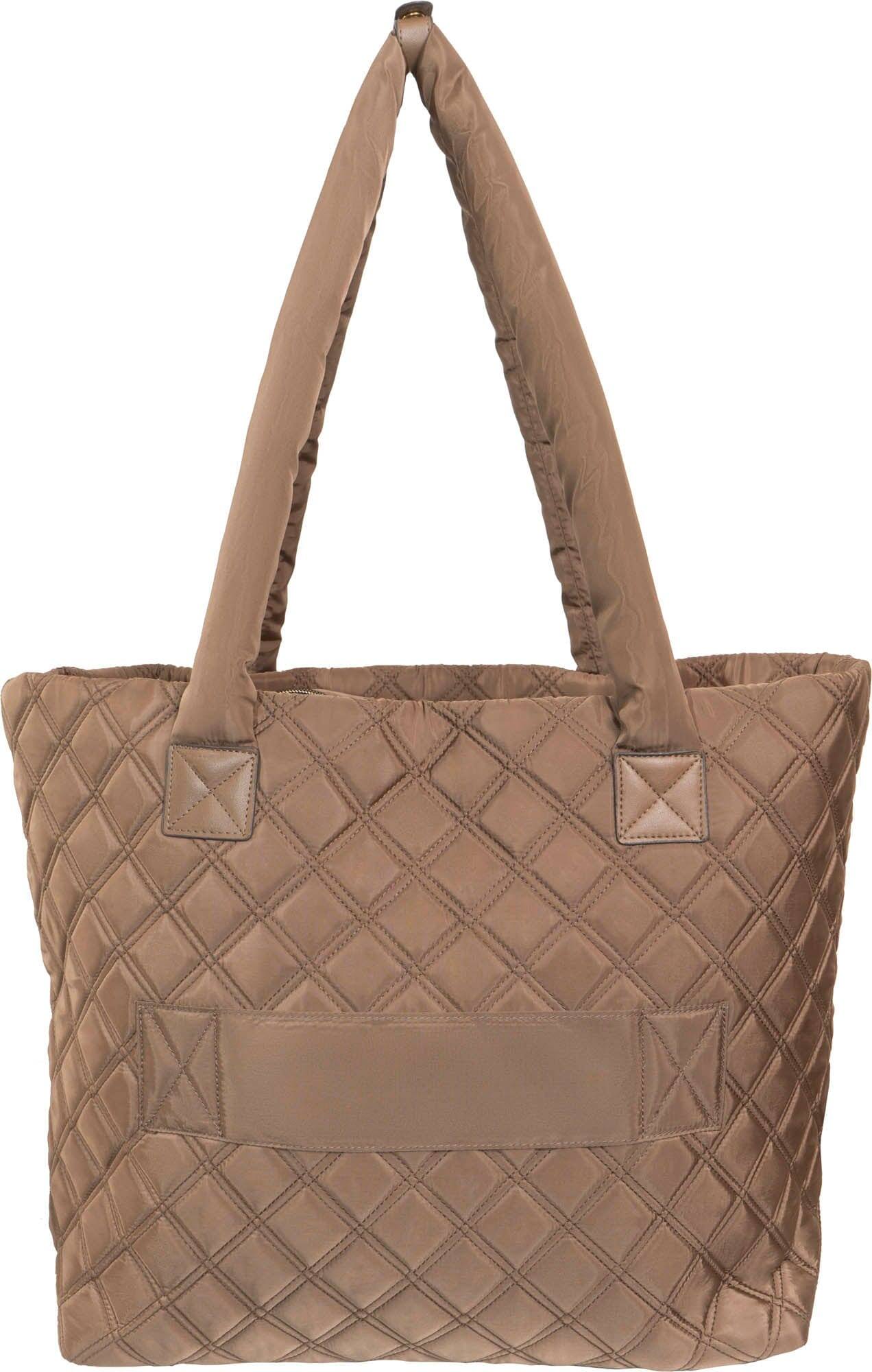 Joan & David 21 Inch Diamond Quilted Nylon Workbook Tote Taupe JDT1005 ...