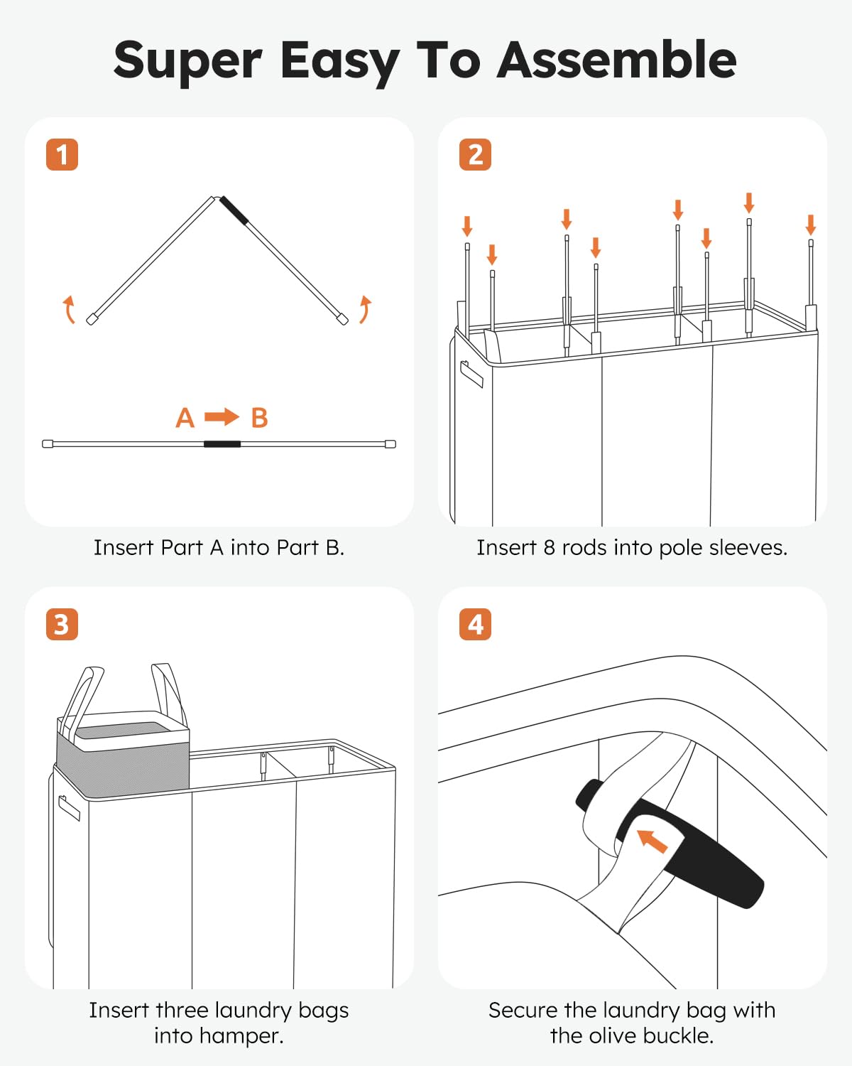 NICHOLAS KLEIN 180l Laundry Hamper 3 Section Extra Large With Lid Dirty ...
