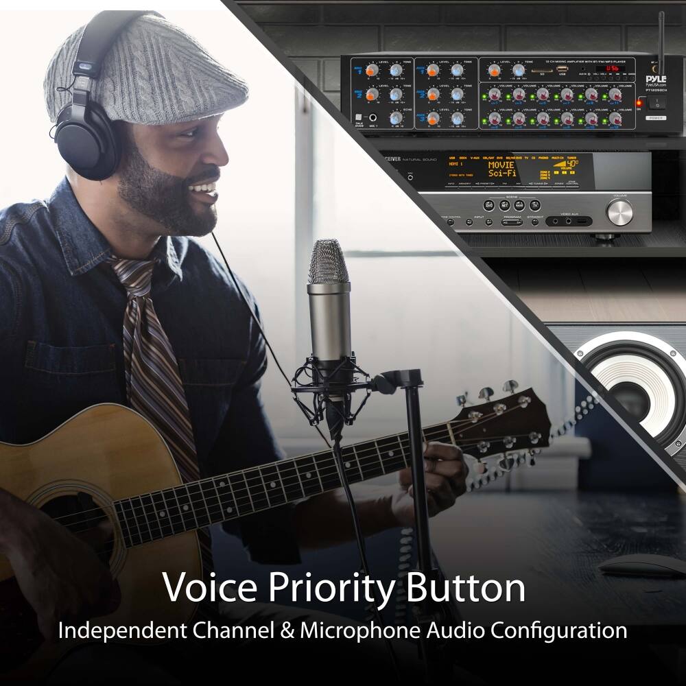 PYLE 12 Channel Audio Karaoke Mixer Amplifier Black PT12050CH - Best Buy