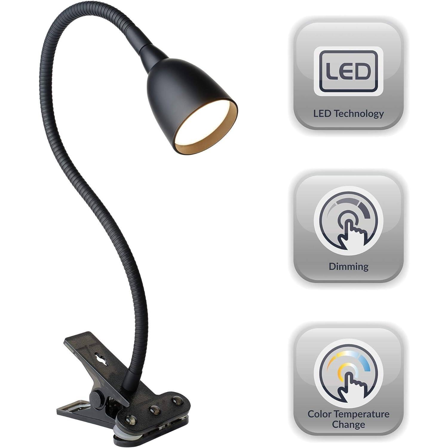 PARKER SLATER Flexible dimmable LED gooseneck desk lamp with clamp ...