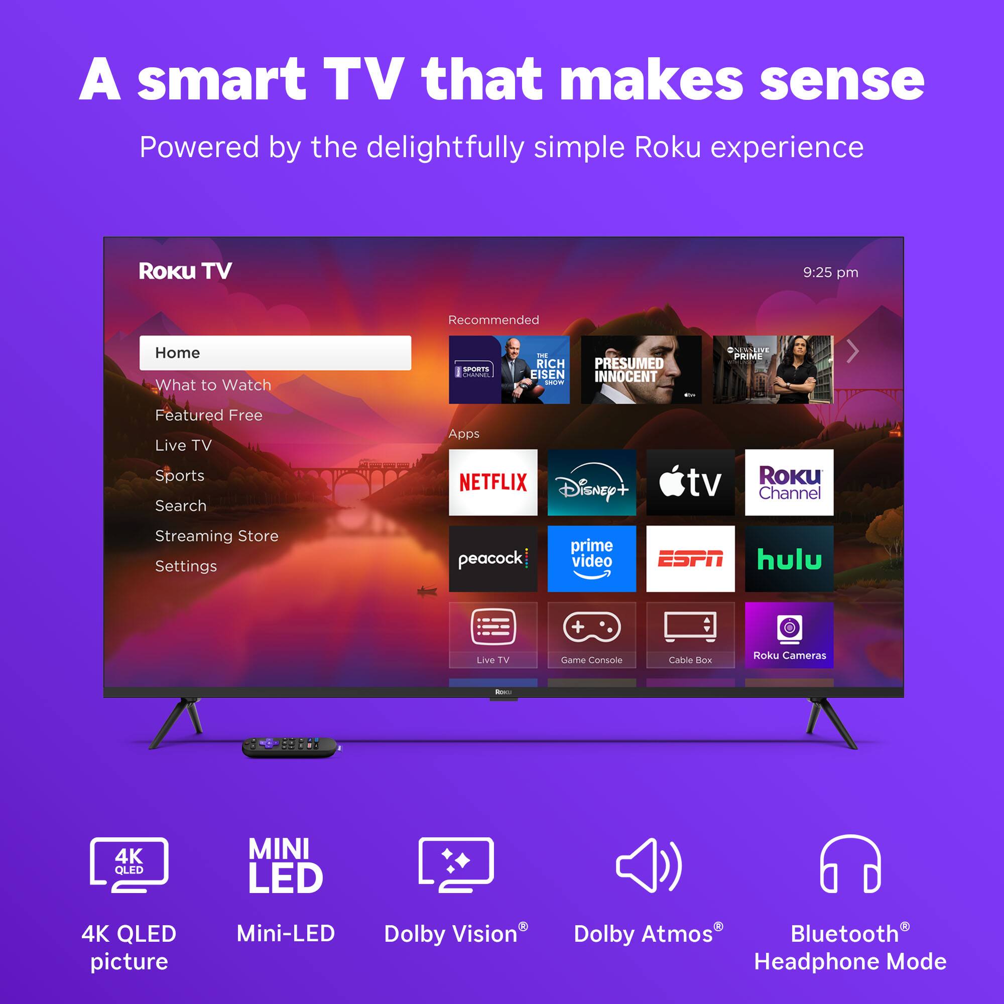 Roku 55" Class Plus Series 4K QLED Mini LED Smart RokuTV (2025) 55R6C7 ...