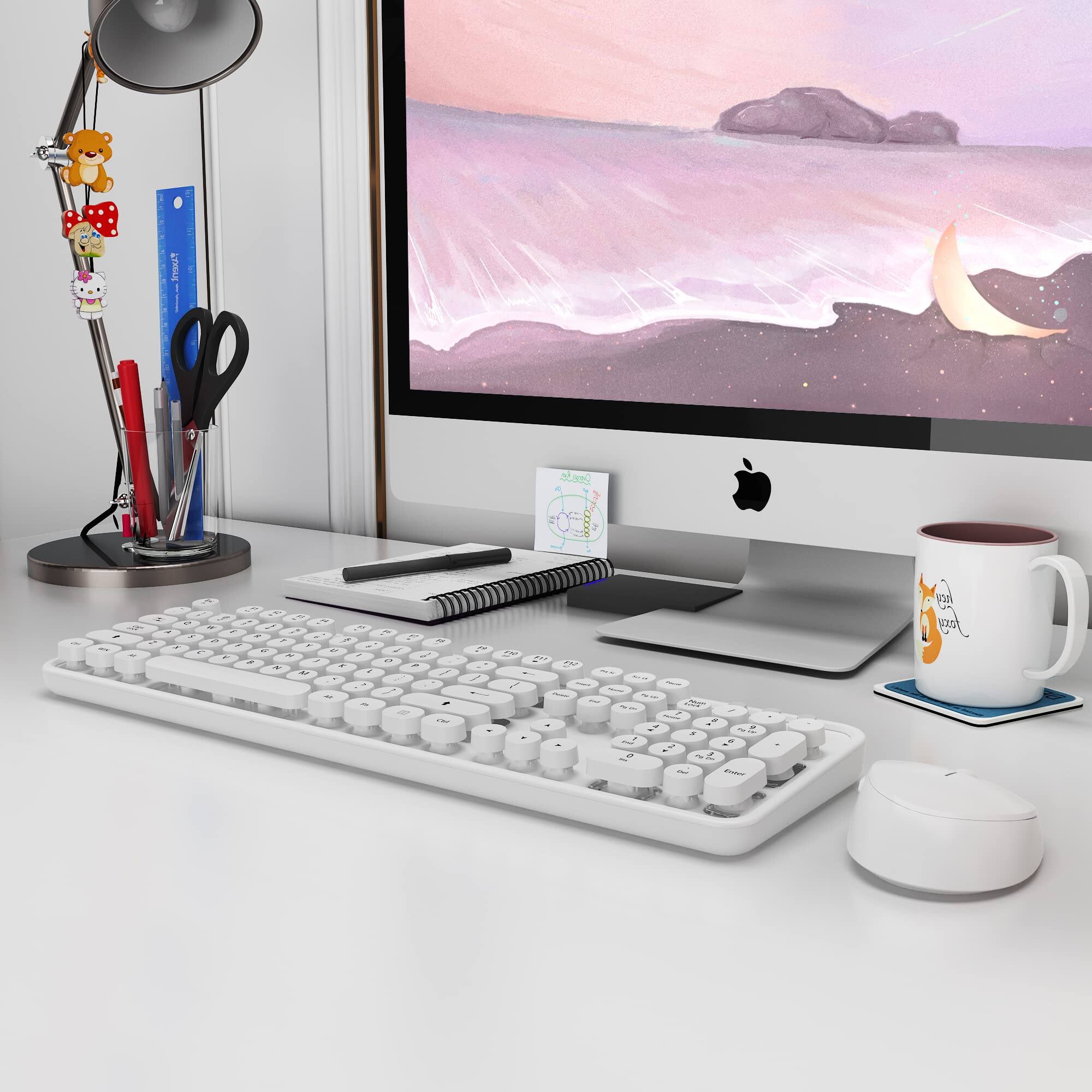 Pacoar Cade Wireless Mouse Combo 104 Keys Cute Colorful With Number Pad ...