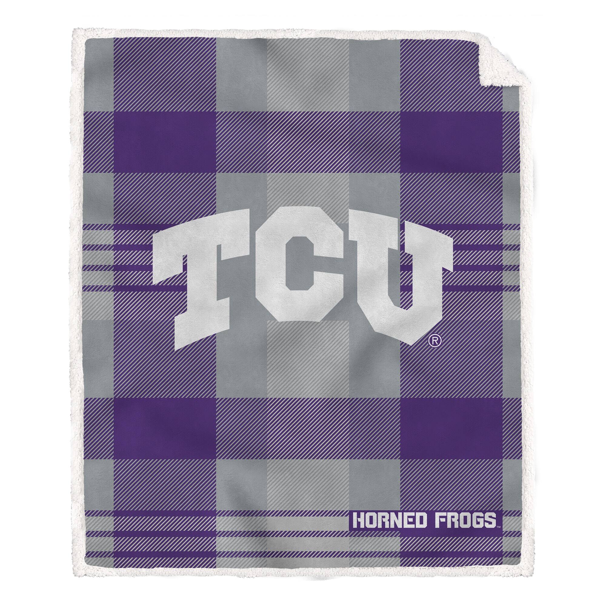 Pegasus TCU Horned Frogs 60 x 70 Plaid Steel Ultra Cozy Sherpa Blanket ...
