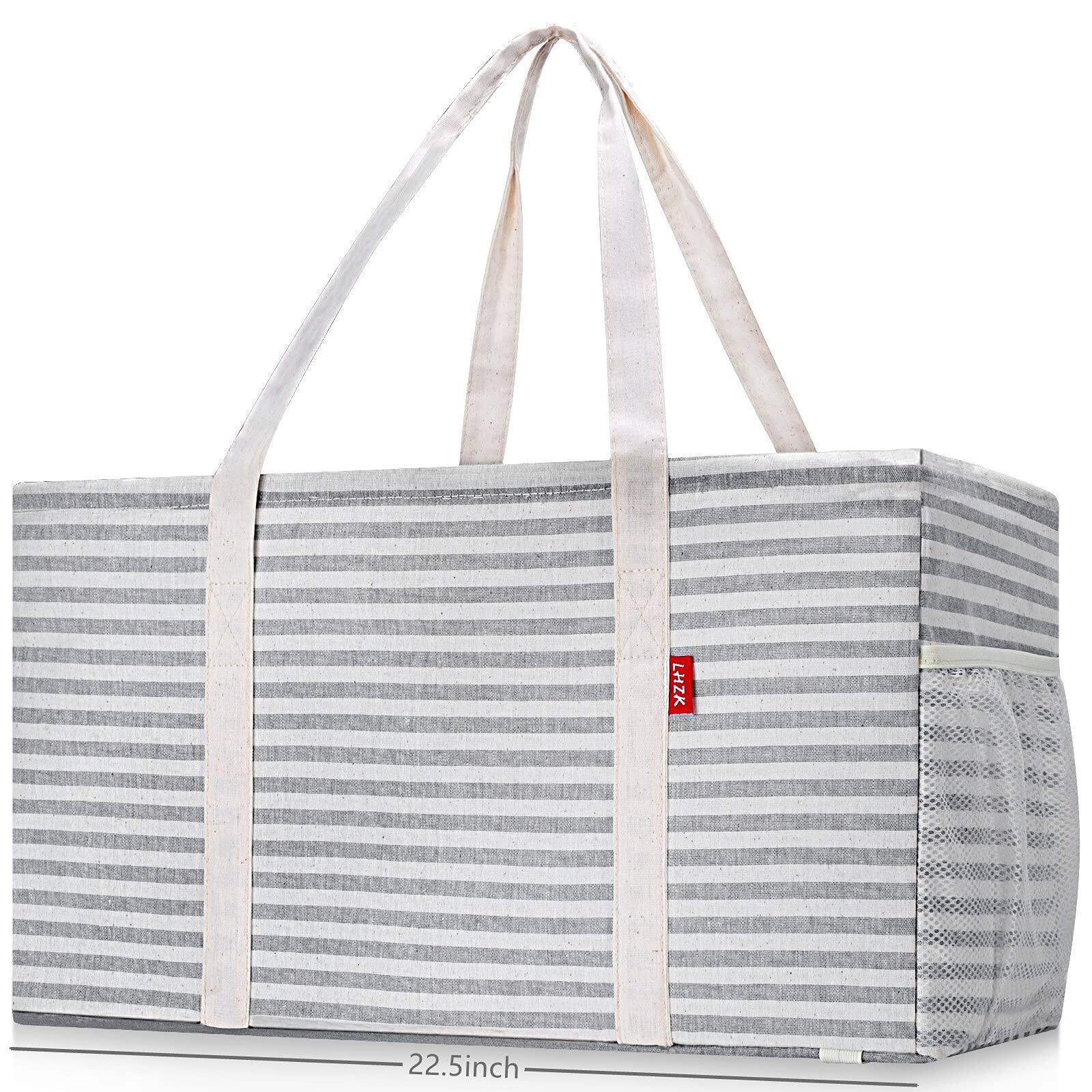 DORLUKFU Standing Extra Large Utility Tote Bag with Metal Wire Frame ...