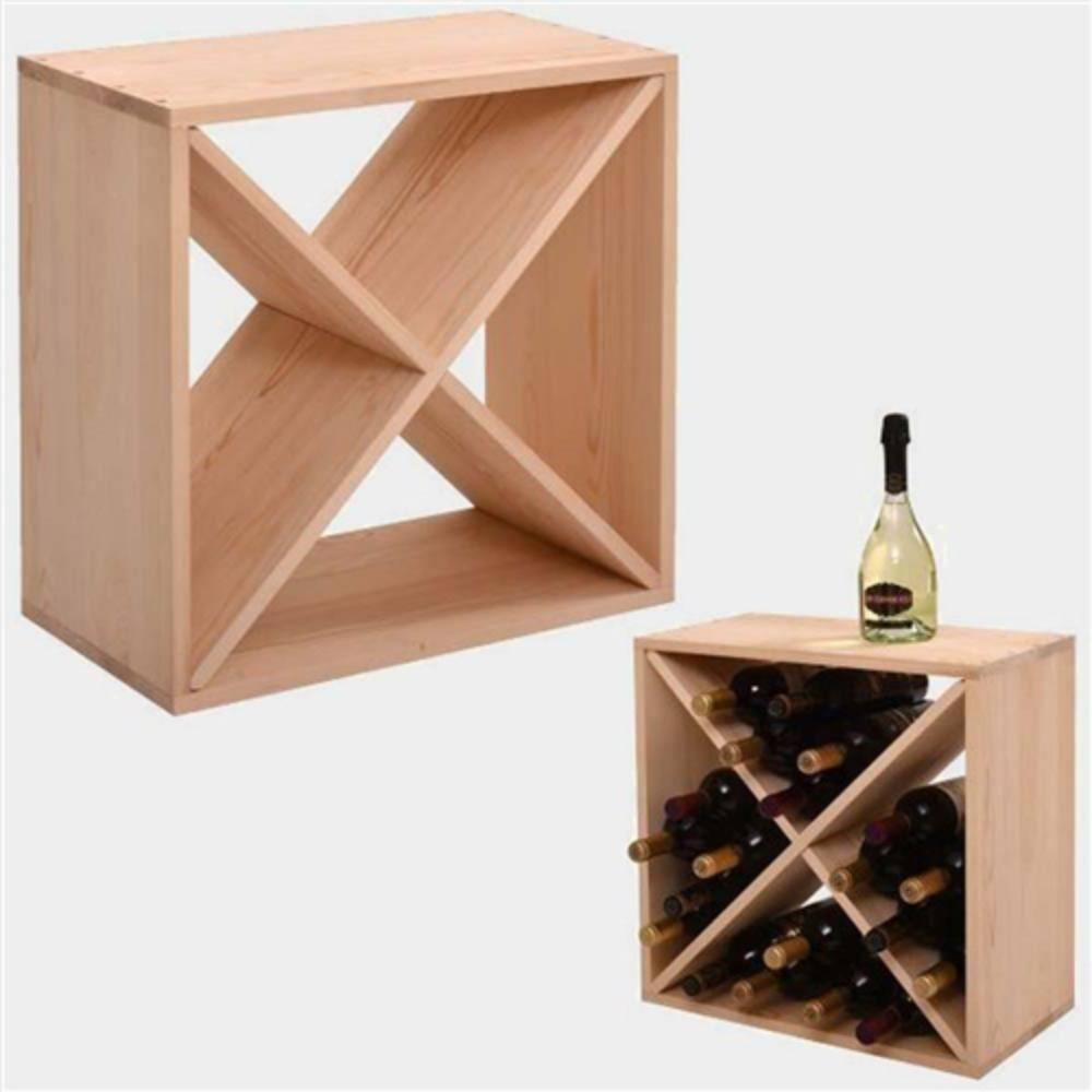 Hivvago 24 Bottle Solid Wood Stackable Modular Wine Rack Brown ...