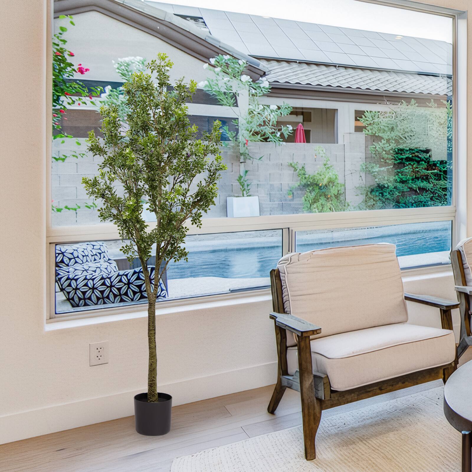 Glintex 6FT Artificial Tree Tall Lifelike Greenery Plant Realistic Faux ...