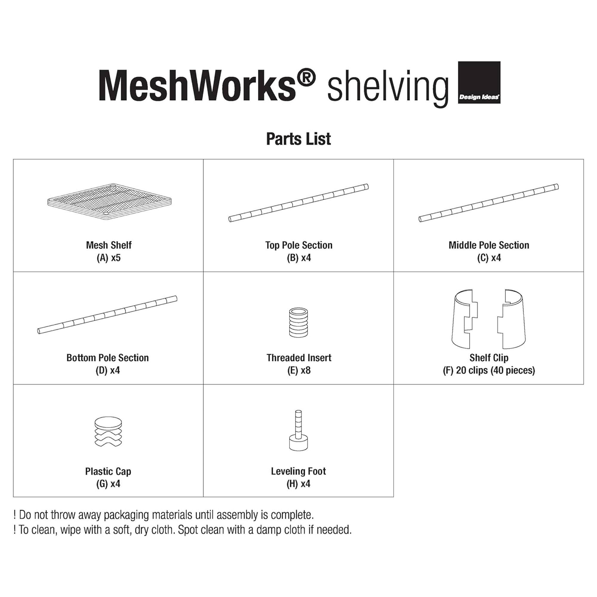 Design Ideas MeshWorks 5 Tier Tower Metal Storage Shelving Unit Rack ...