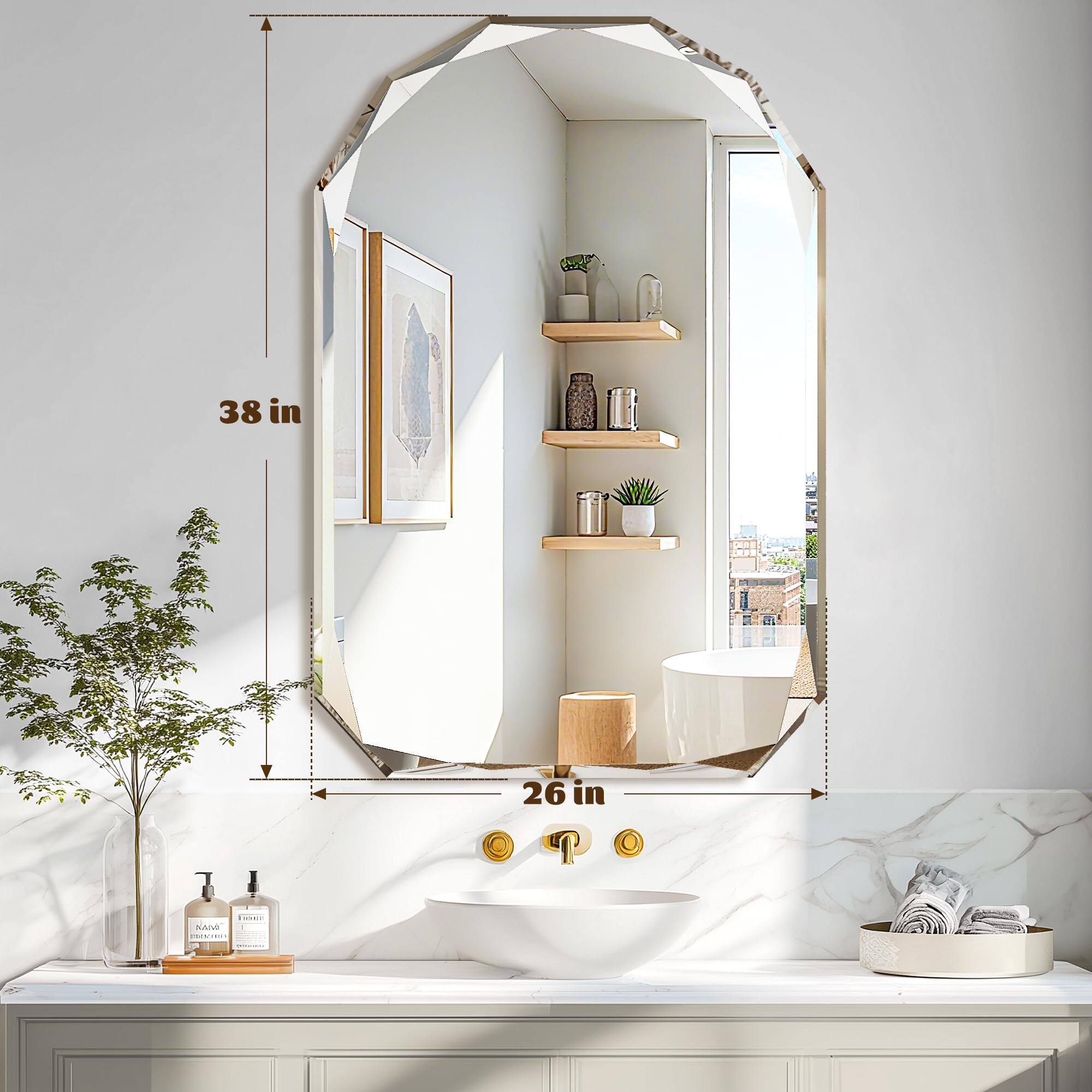 Comfort Essence Wall Mounted Bathroom Vanity Mirror 26"x38" Single ...