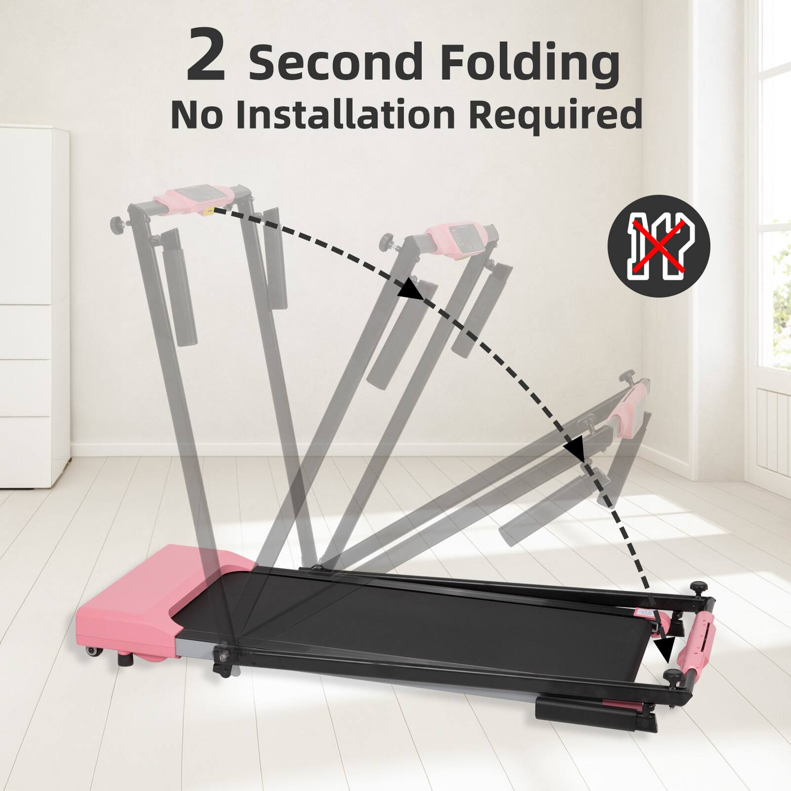 APRILSOUL Treadmills for Home with LED for Walking Running Pink SF-WO ...