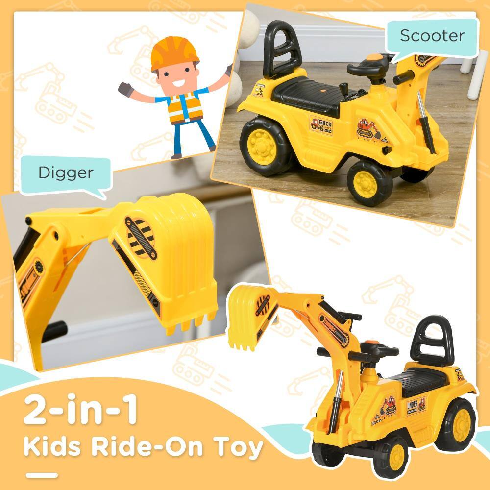 BreeBe Ride On Excavator Pull Cart, Kids Digger Truck with Horn, Under ...