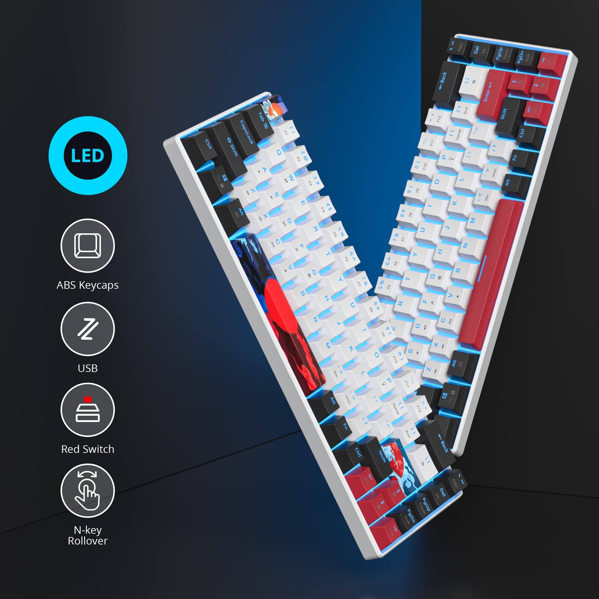 Cedar Assembly Gaming Mechanical Led Backlit Compact Wired With Red For ...