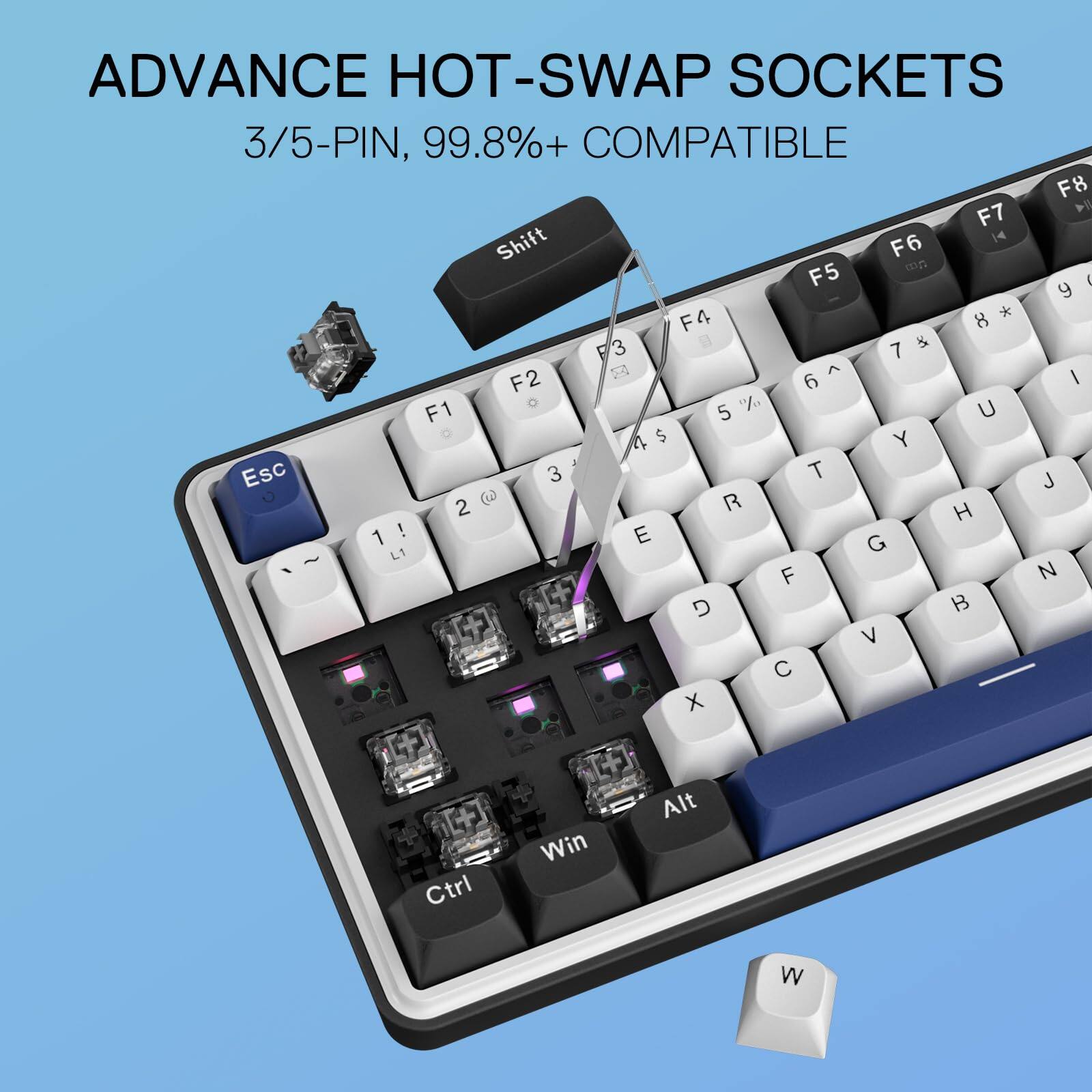 PO3TICJUNKI3 K689 Wired Gasket Rgb Gaming 108 Keys Mechanical W extra 4 ...