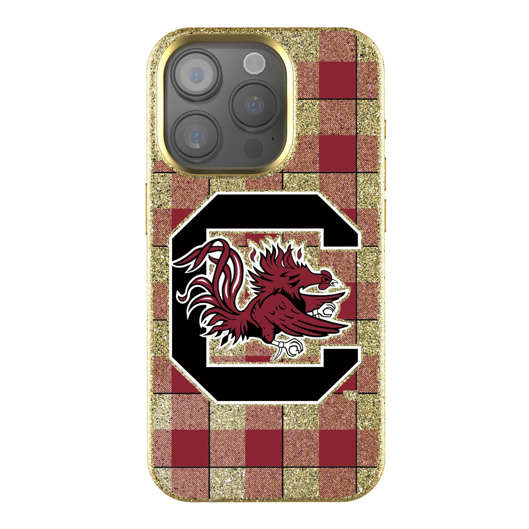 Keyscaper NCAA South Carolina Gamecocks Plaid Bling iPhone Case 14 Gold ...
