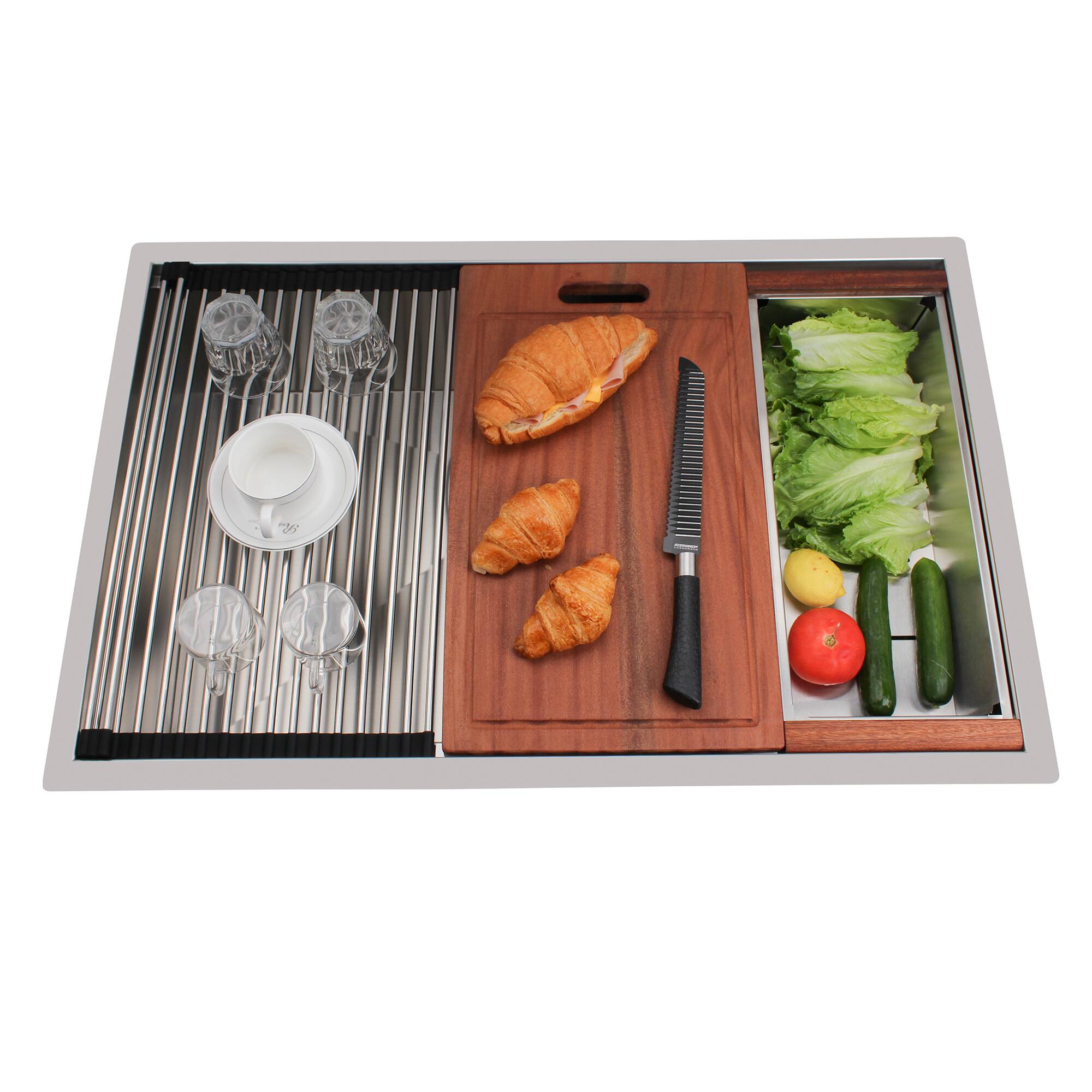 APRILSOUL 30 Inch Workstation Ledge Kitchen Sink Undermount 304 ...