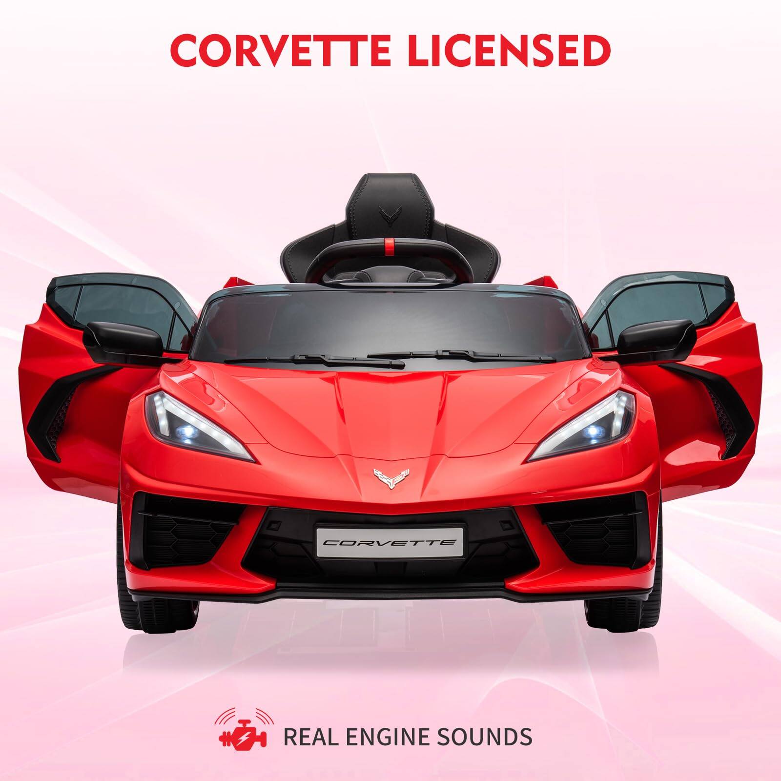 GARVEE 12V Licensed Corvette Kids Electric Ride On Car with Parental ...