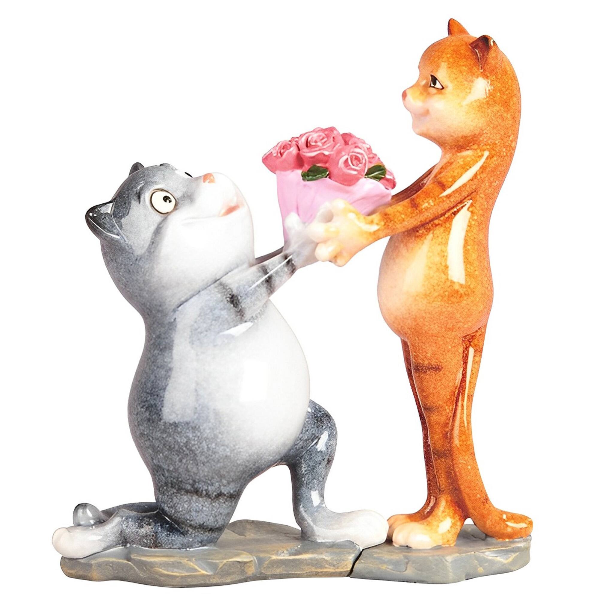 FC Design 6.75"H Cat Present Flowers to Lover Figurine Statue Office ...