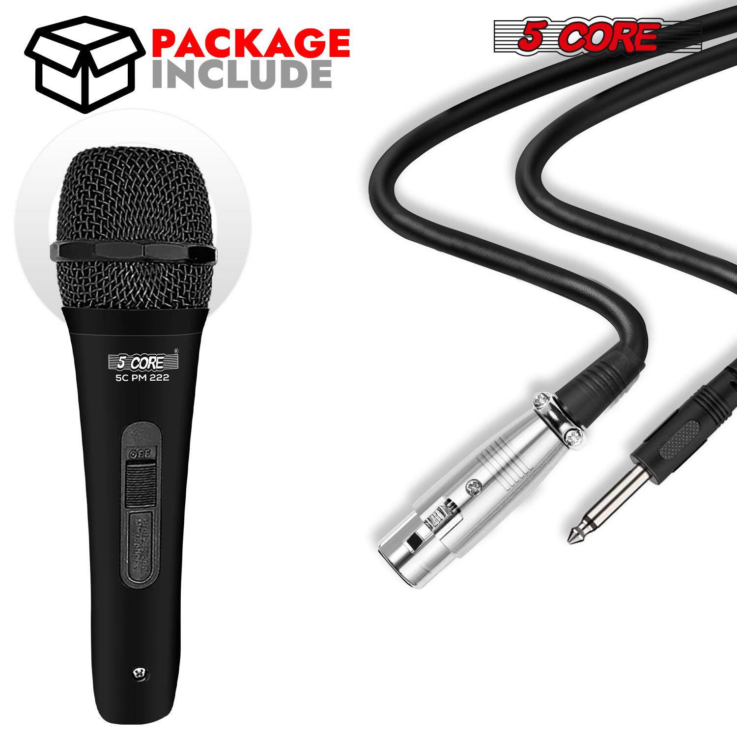 5 CORE 5Core XLR Microphone Dynamic Mic Karaoke Singing Studio Mics ...
