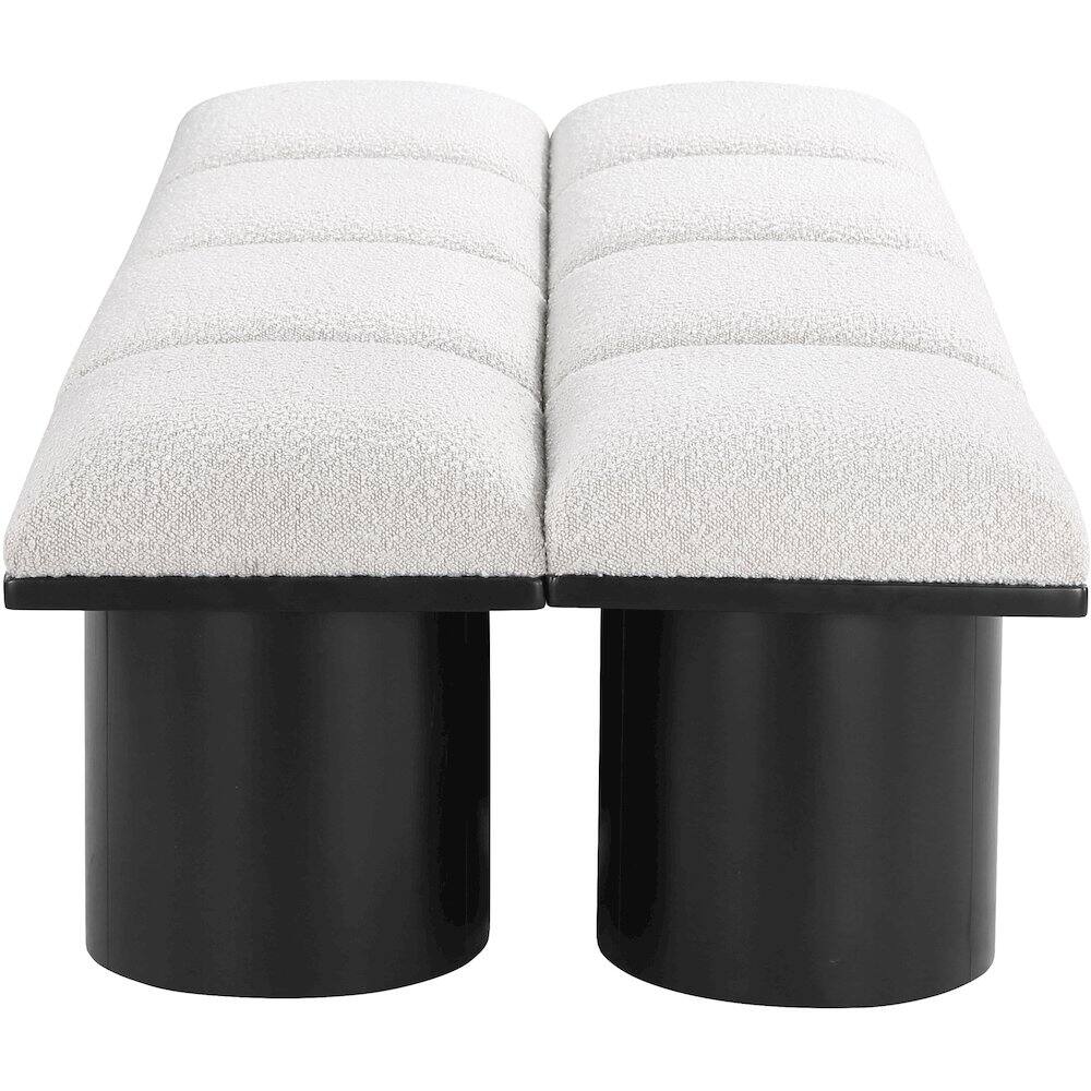 Meridian Furniture Pavilion Bench Cream Boucle Fabric 466Cream-8D ...