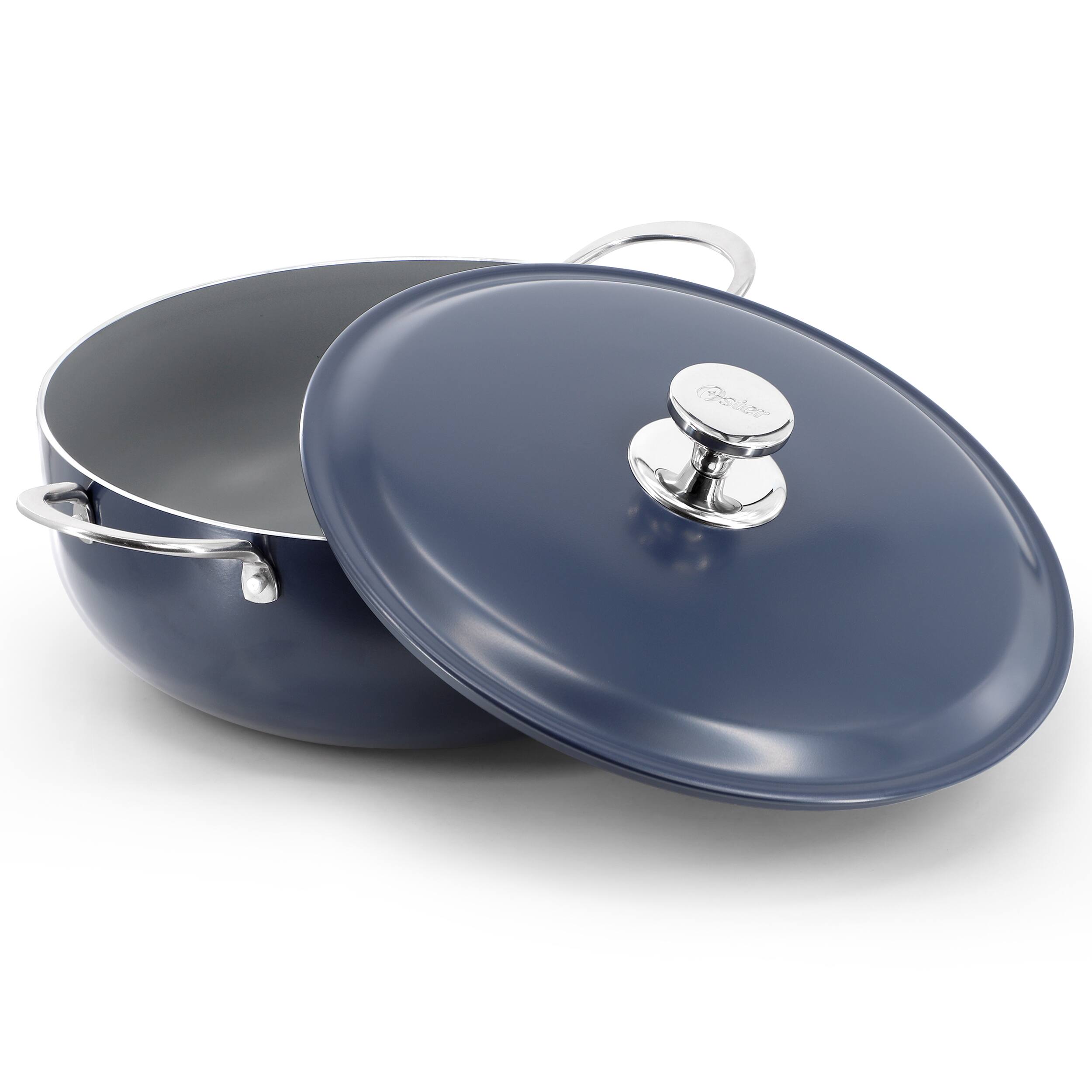 Oster Cartagena 9.3 Quart Nonstick Aluminum Caldero with Lid Dark Blue ...