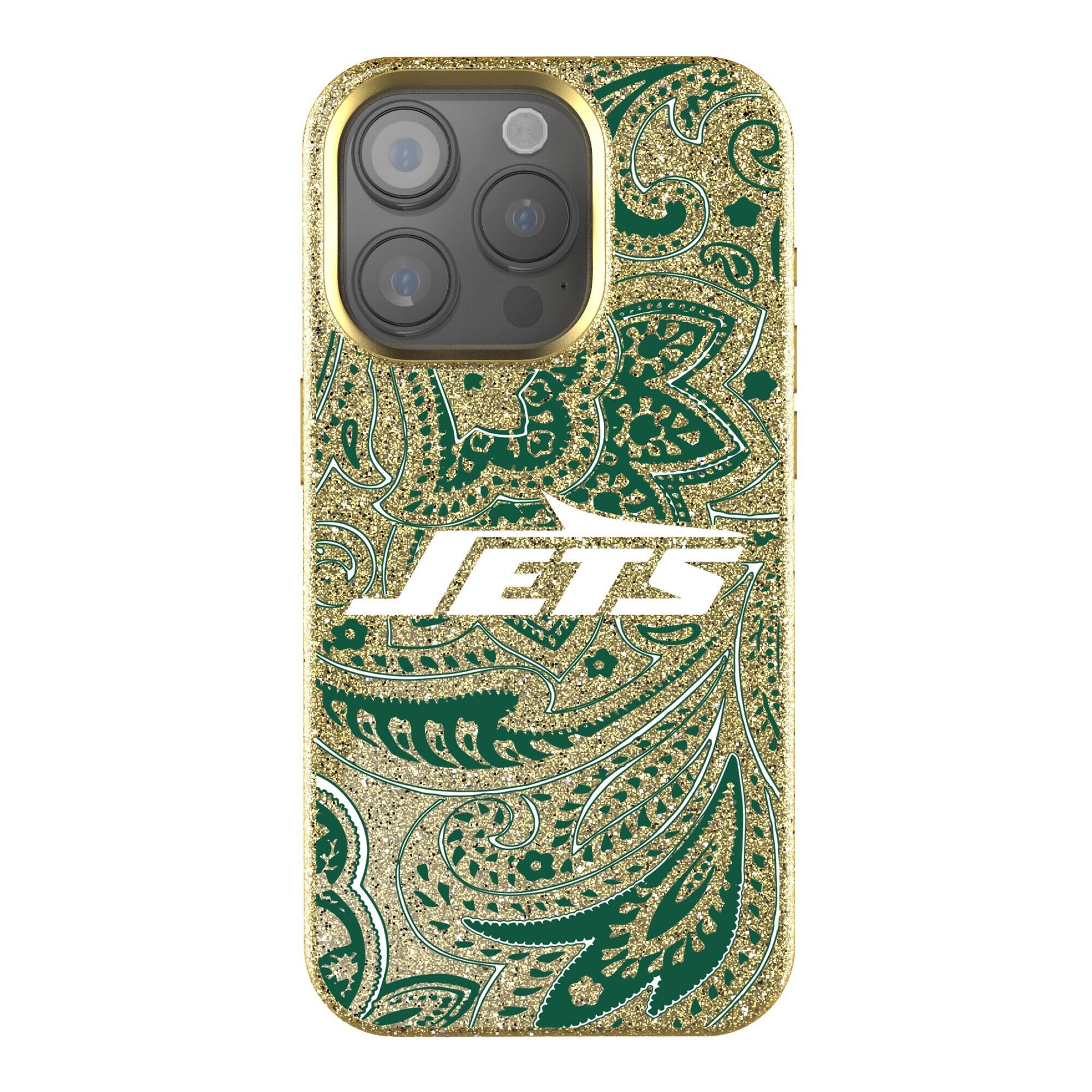 Keyscaper NFL New York Jets Paisley Bling iPhone Case 16 Pro Max Gold ...