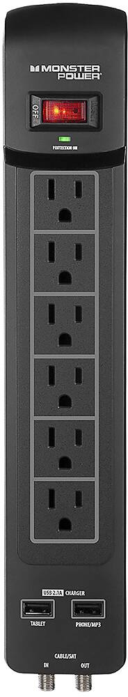 Best Buy: Monster Core Power 600 6-Outlet Surge Protector Black 121826-00
