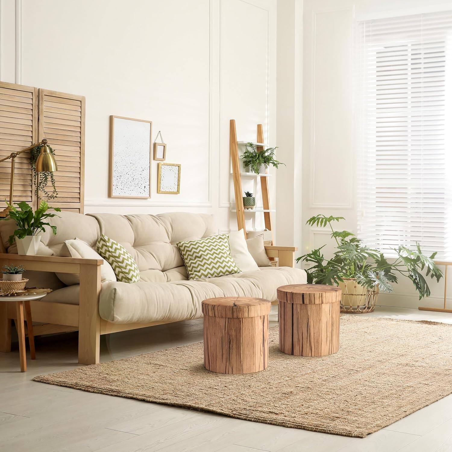 Sorbus Tree Stump Stool, Storage Ottoman 15 Inch Fake Tree Stumps Log ...