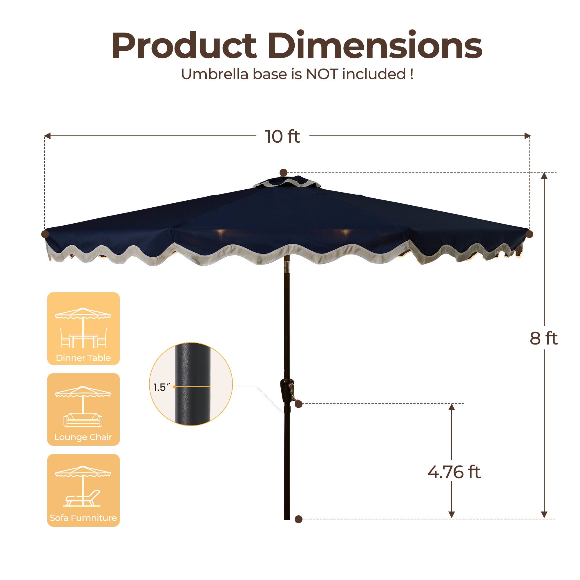 Ovios 10FT Patio Umbrella with LED Lights, Outdoor Market Umbrella with ...